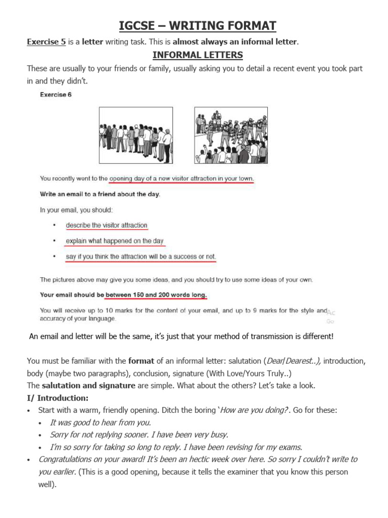 IGCSE Writing Format & Tips | PDF