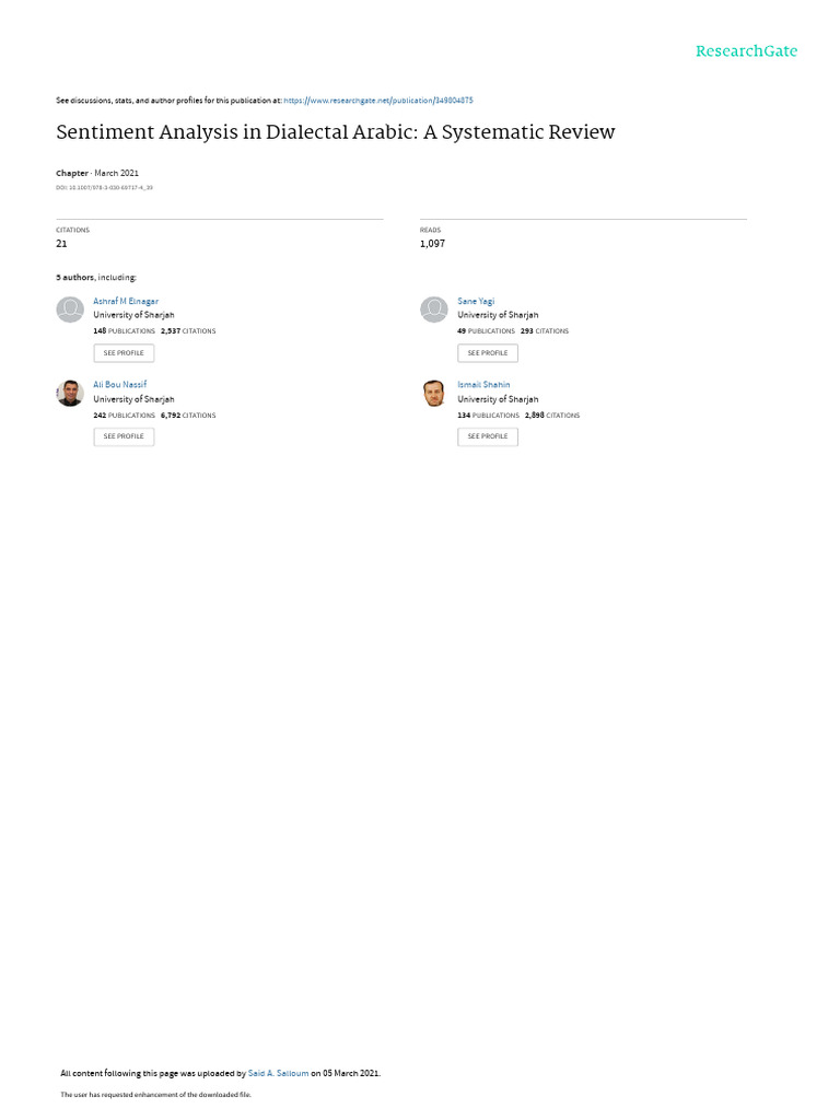 Sentiment Analysisin Dialectal Arabic Pdf