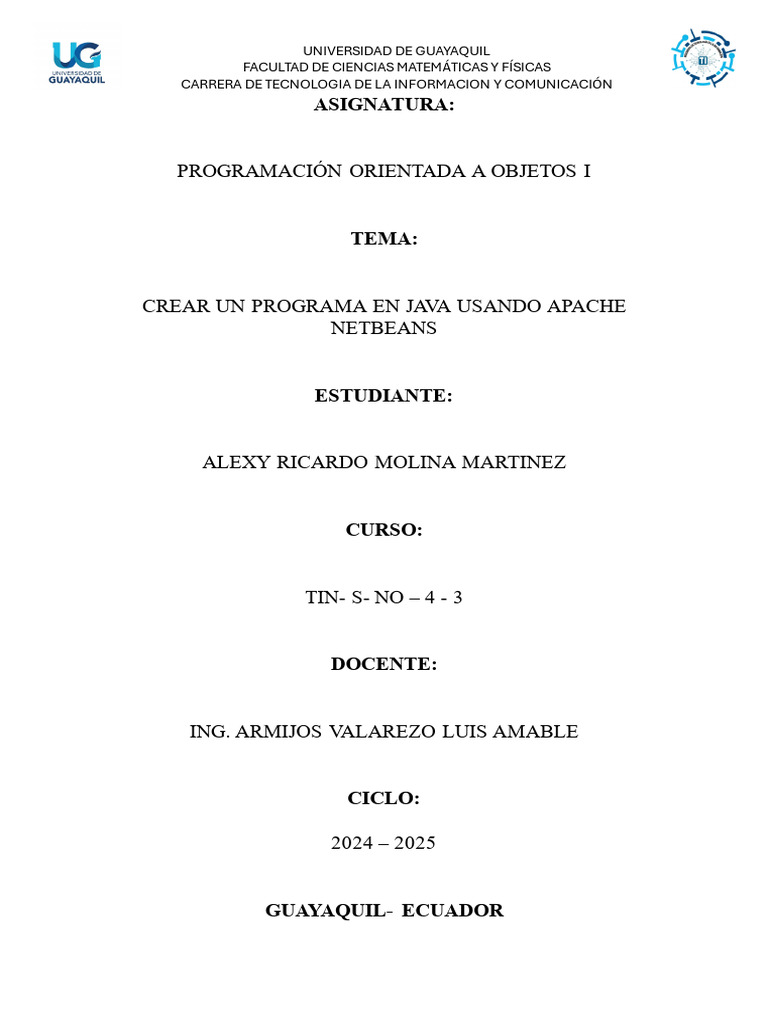 CREAR UN PROGRAMA EN JAVA USANDO APACHE | PDF