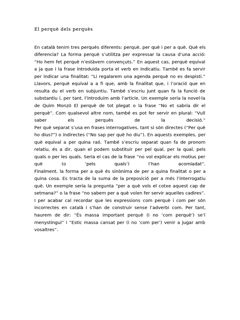 El Perquè Dels Perquès | PDF