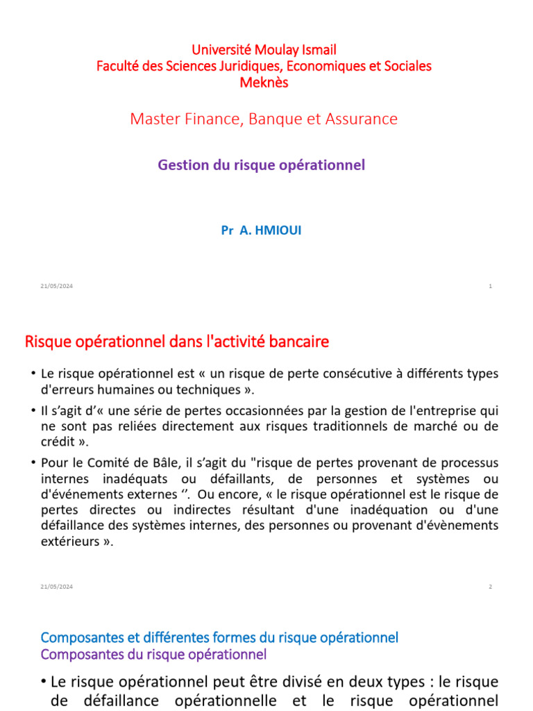 Gestion Du Risque Opérationnel | PDF