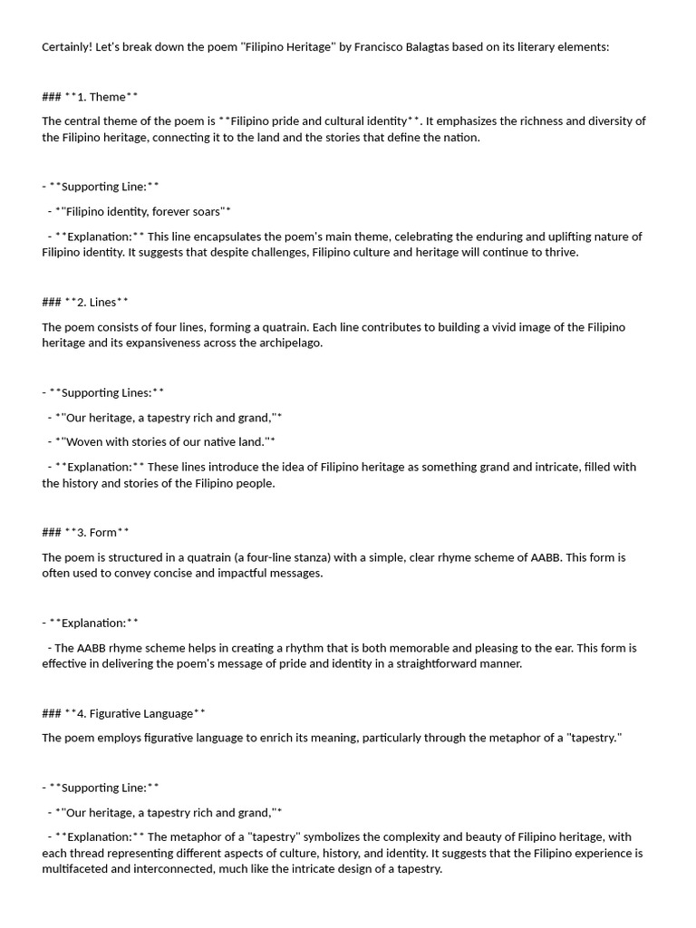 Analyzing "Filipino Heritage" Poem | PDF | Poetry | Philippines