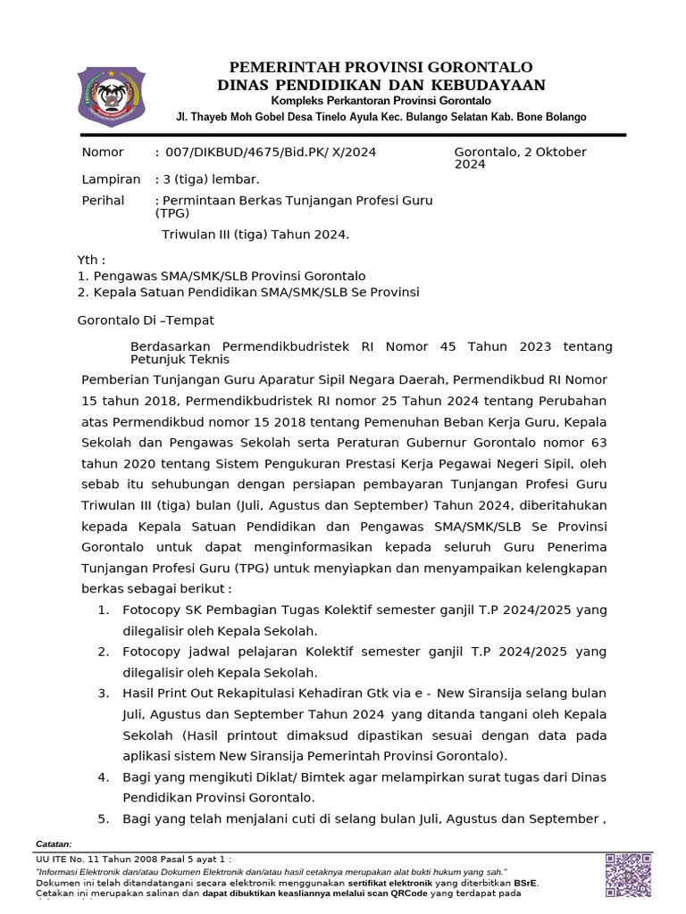 Pemberkasan TPG TRW 3 Tahun 2024 | PDF