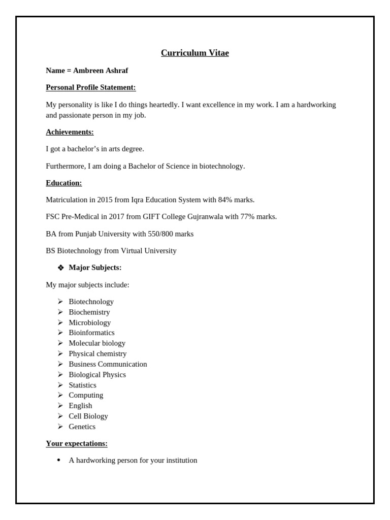 CV Ambreen Ashraf | PDF