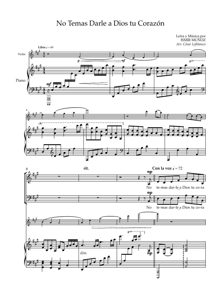 No Temas Darle A Dios Tu Corazón - Full Score | PDF