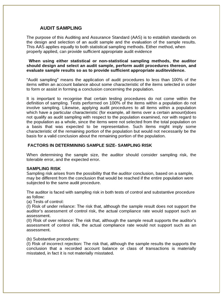 Audit Sampling | PDF | Audit | Business