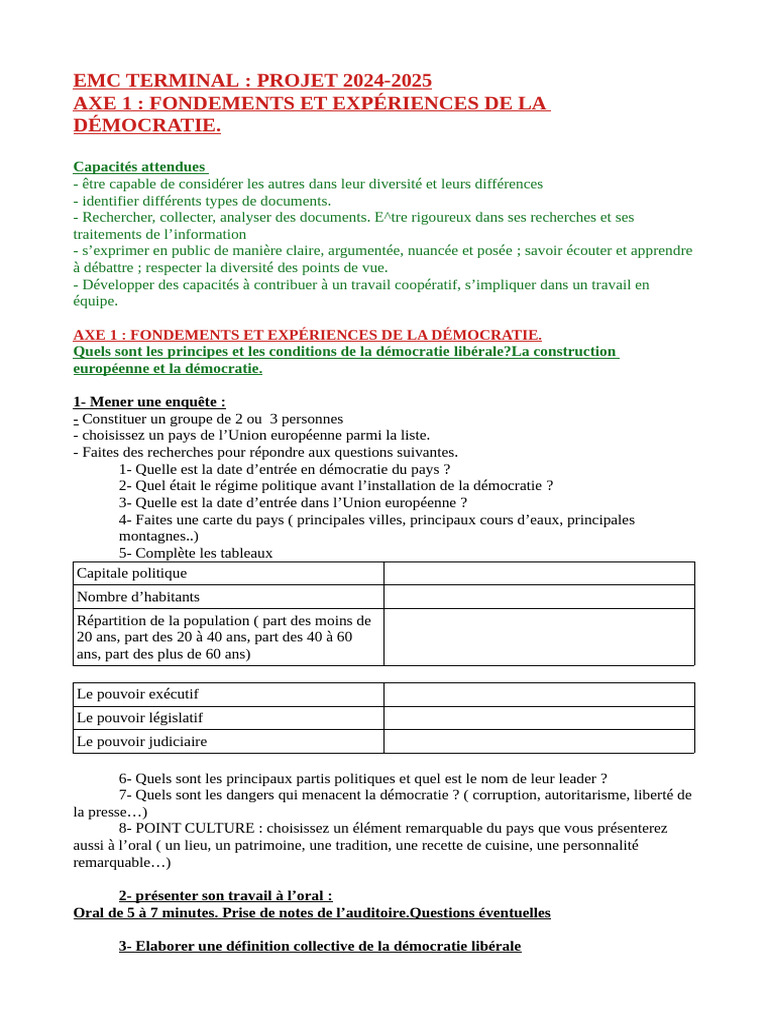 Projet Annuel Emc | PDF | Politics