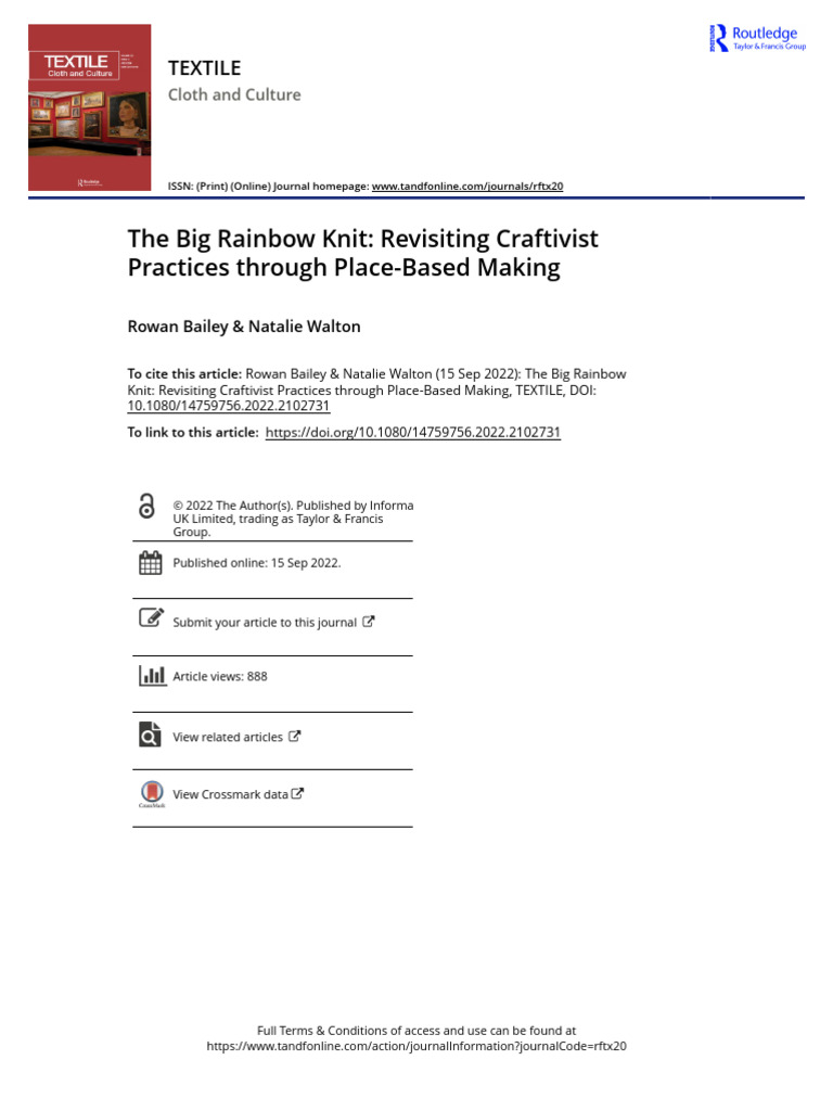 The Big Rainbow Knit Revisiting Craftivist Practices Through Place ...