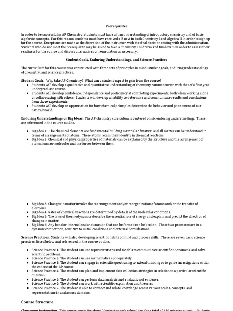 Pacing Guide BHS AP Chemistry 20152016 | PDF