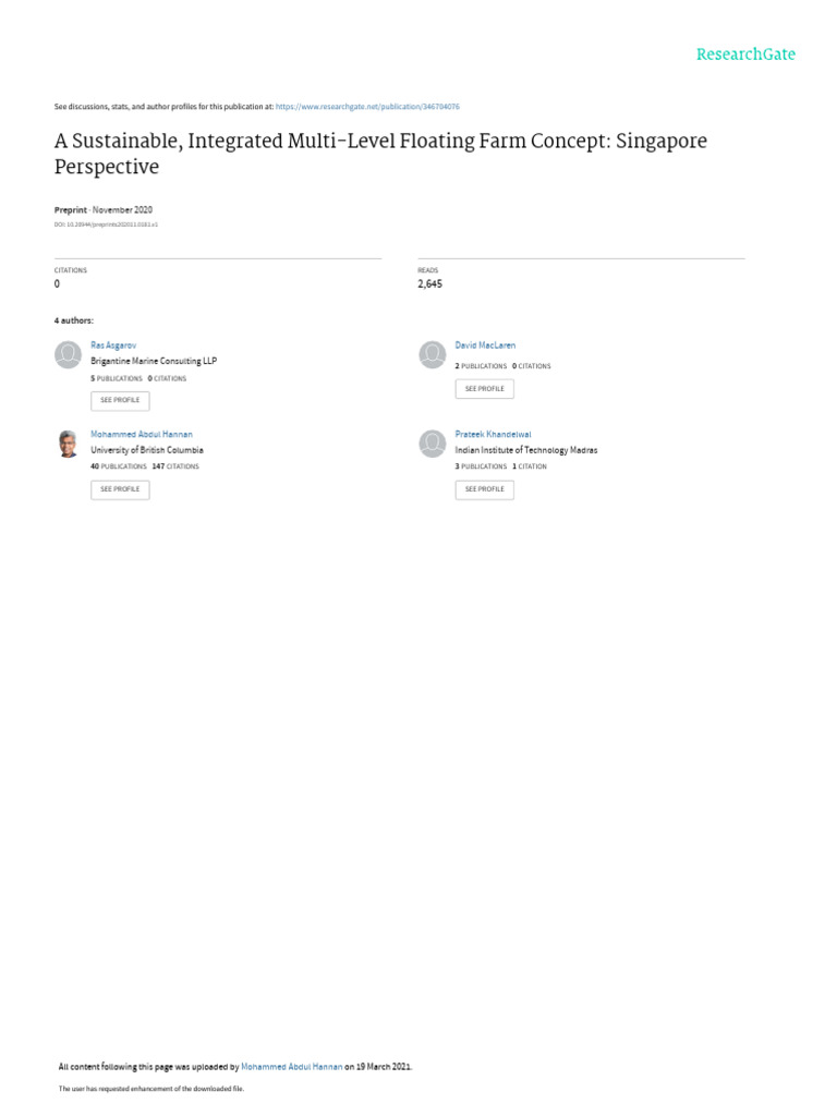 A Sustainable Integrated Multi-Level Floating Farm | PDF
