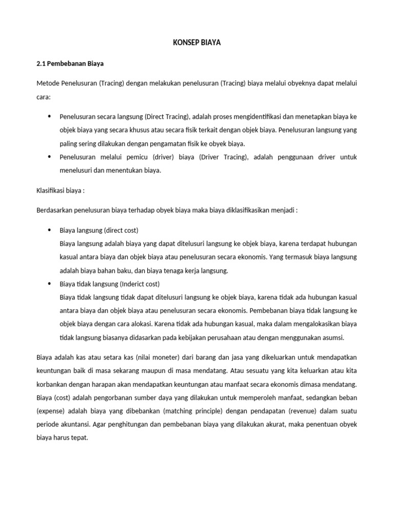 Materi Konsep Biaya KONSEP BIAYA | PDF