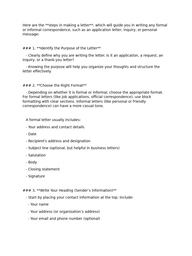 Steps in Making A Letter | PDF