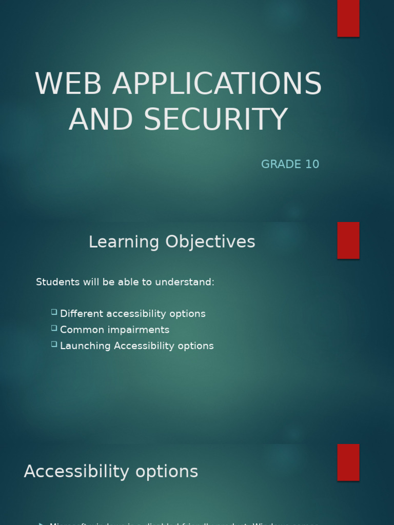 Web Applications and Security - Grade 10-Session1 | PDF