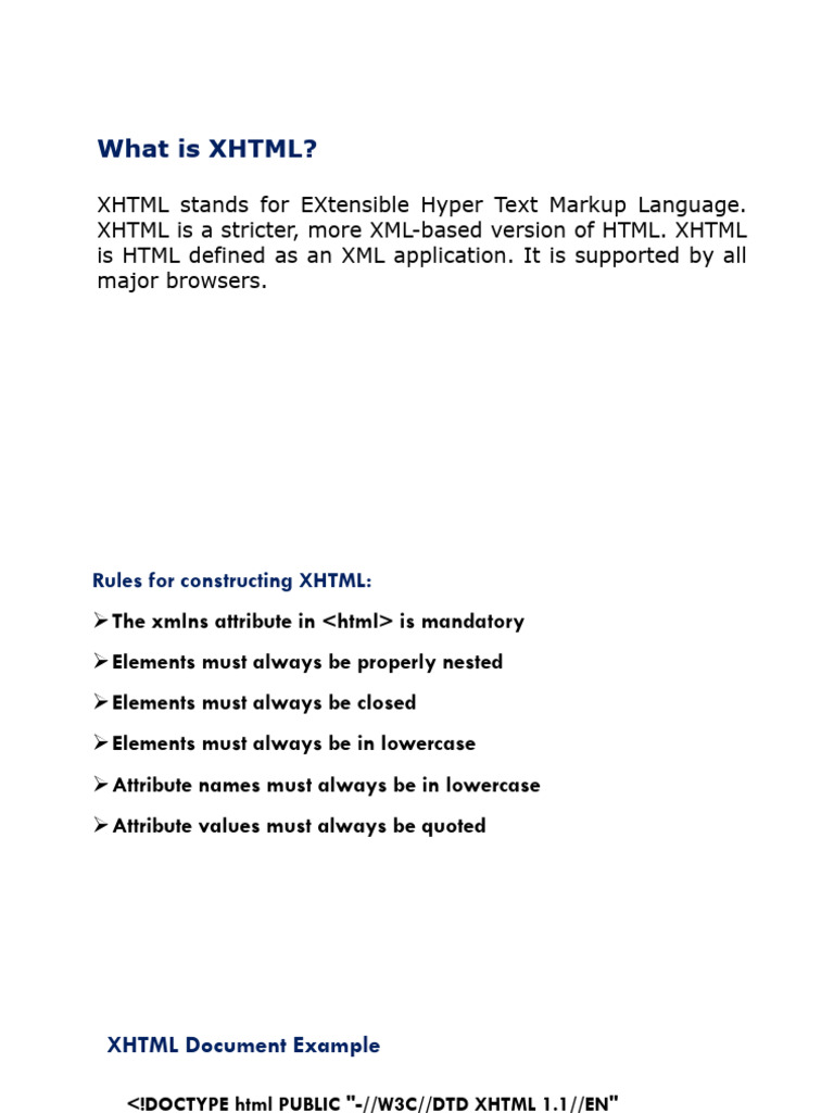 XHTML HTML Notes | PDF