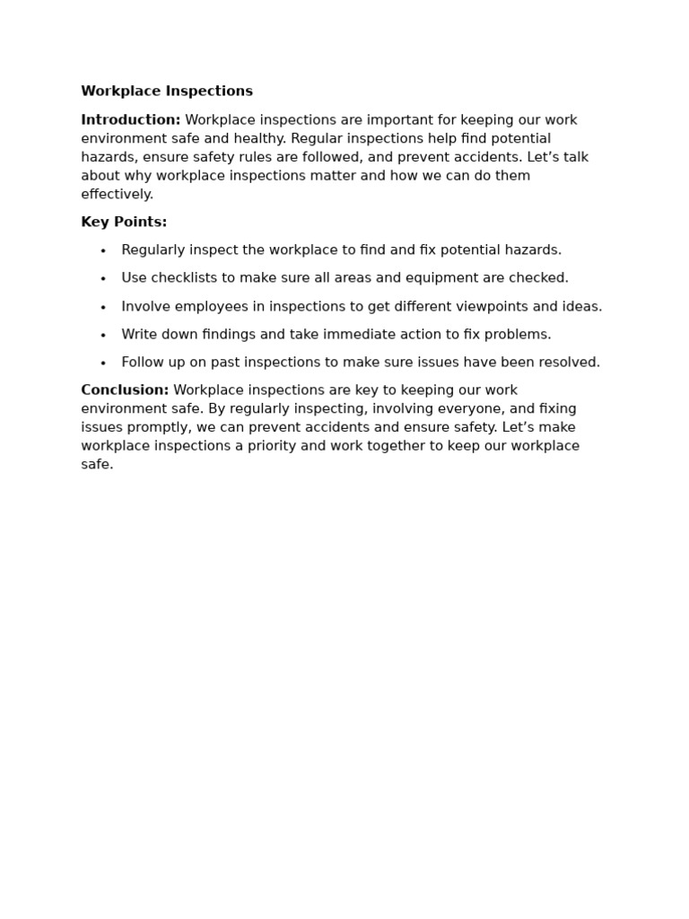 Workplace Inspections | PDF