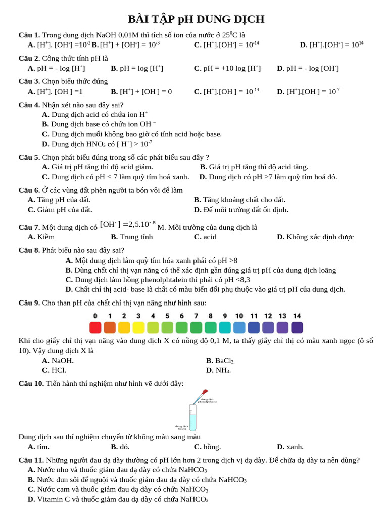 Cd4. Bài Tập Ph Và Chuẩn Độ | PDF