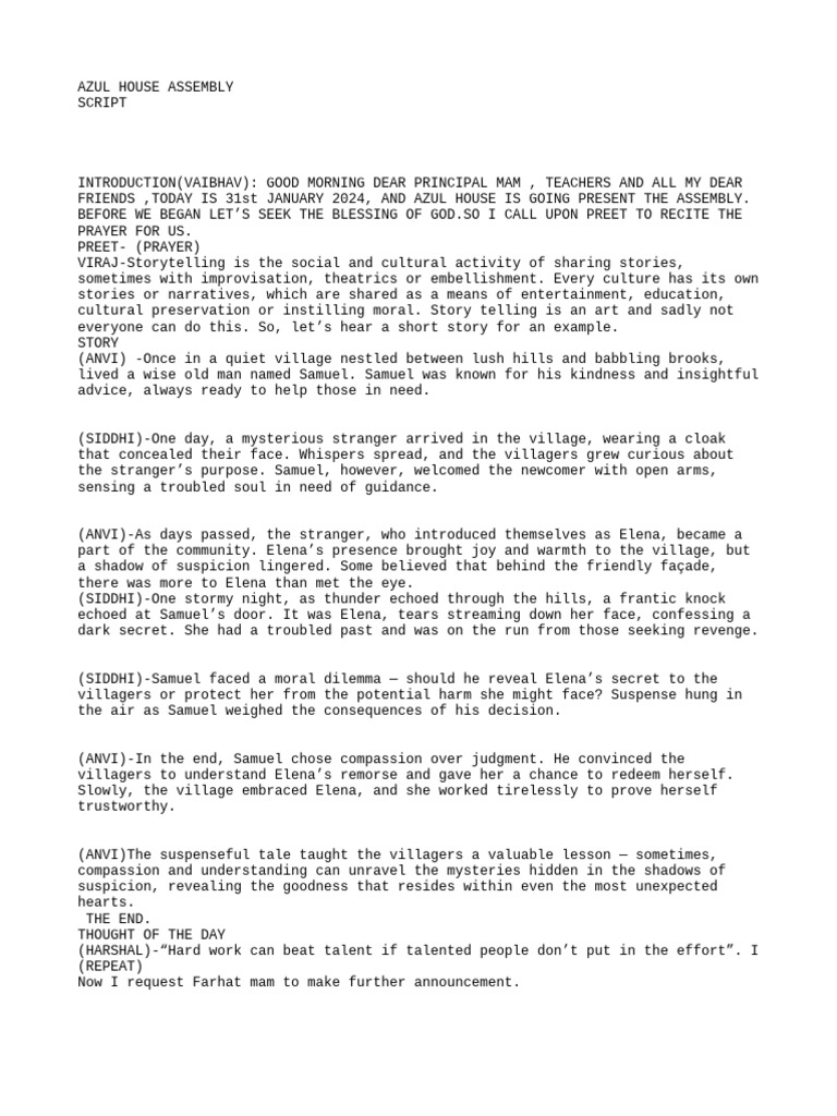 I Am Sharing 'AZUL HOUSE SCRIPT' With You | PDF
