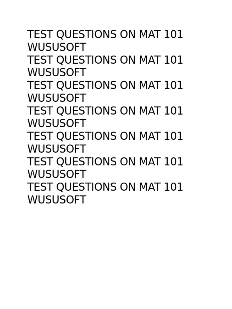 Test Questions On Mat 101 Wususoft | PDF