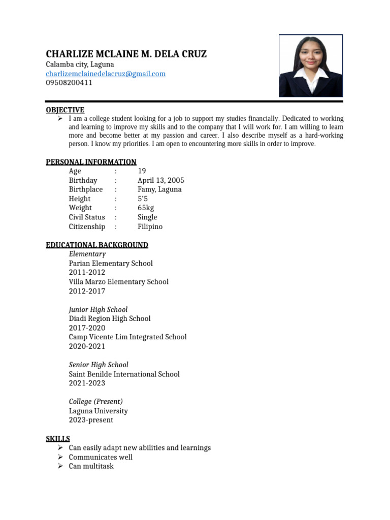 Resume Ni Bonza | PDF