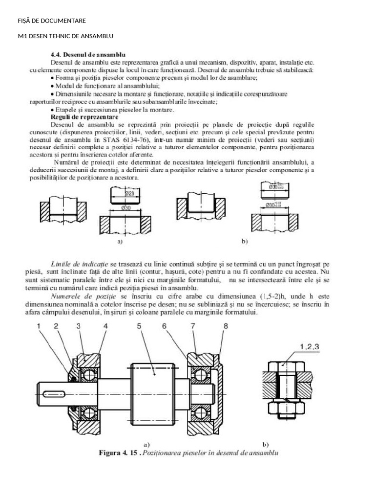 Fisa de documentare M1 Desen tehnic de ansamblu REGULI DE REPREZENTARE | PDF