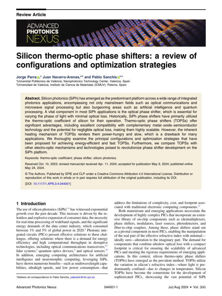 Silicon Thermo-Optic Phase Shifters | PDF