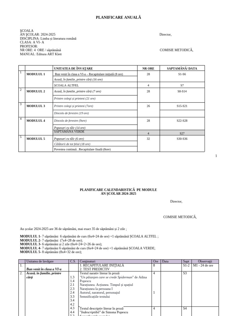 6 Planificare Anuala 25 | PDF