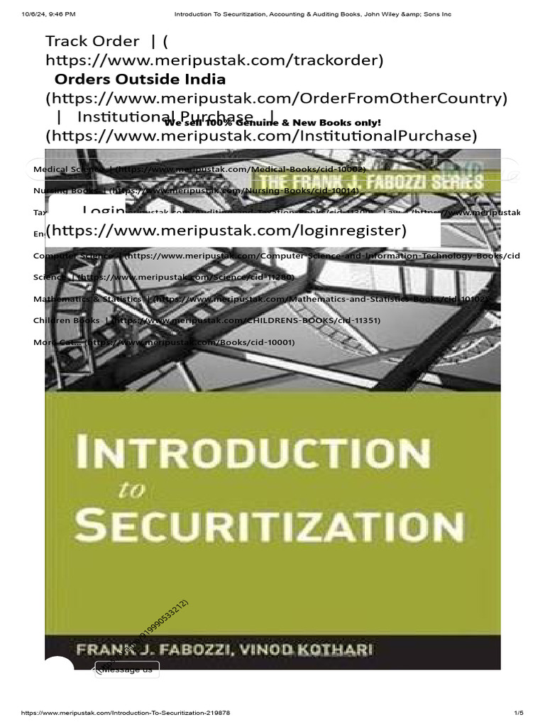 Introduction To Securitization, Accounting & Auditing Books, John Wiley ...