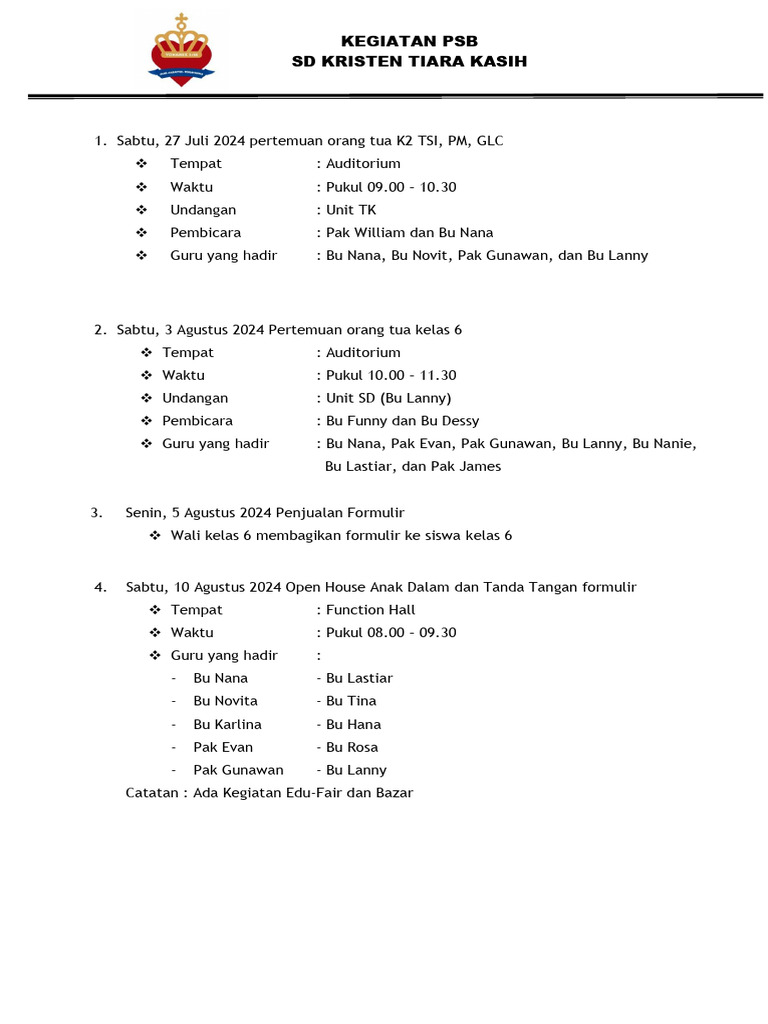 Kegiatan PSB 2025-2026 | PDF