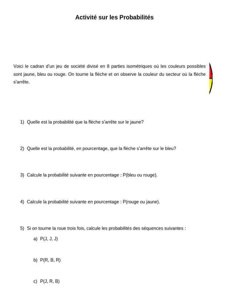 Activité Sur Les Probabilités Unité 5.6 | PDF