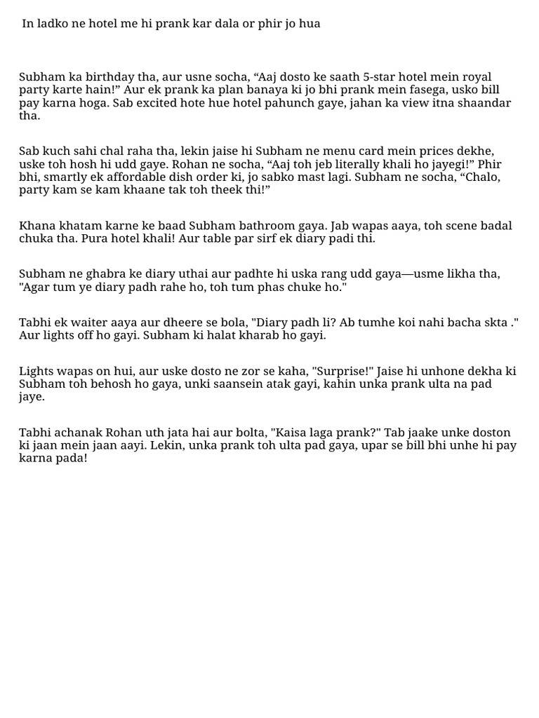 Prank in Hotel | PDF | Art