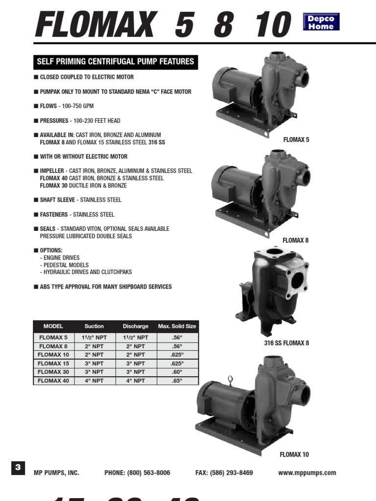 Flomax Pump Specifications and Manual | PDF | Pump | Chemical Engineering