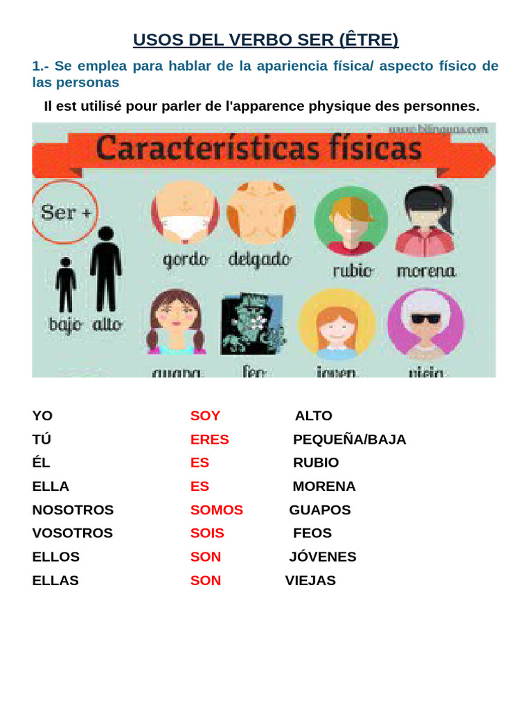 Usos Del Verbo Ser | PDF