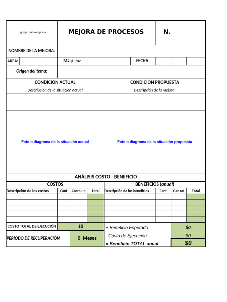 Formato Mejora Procesos | PDF