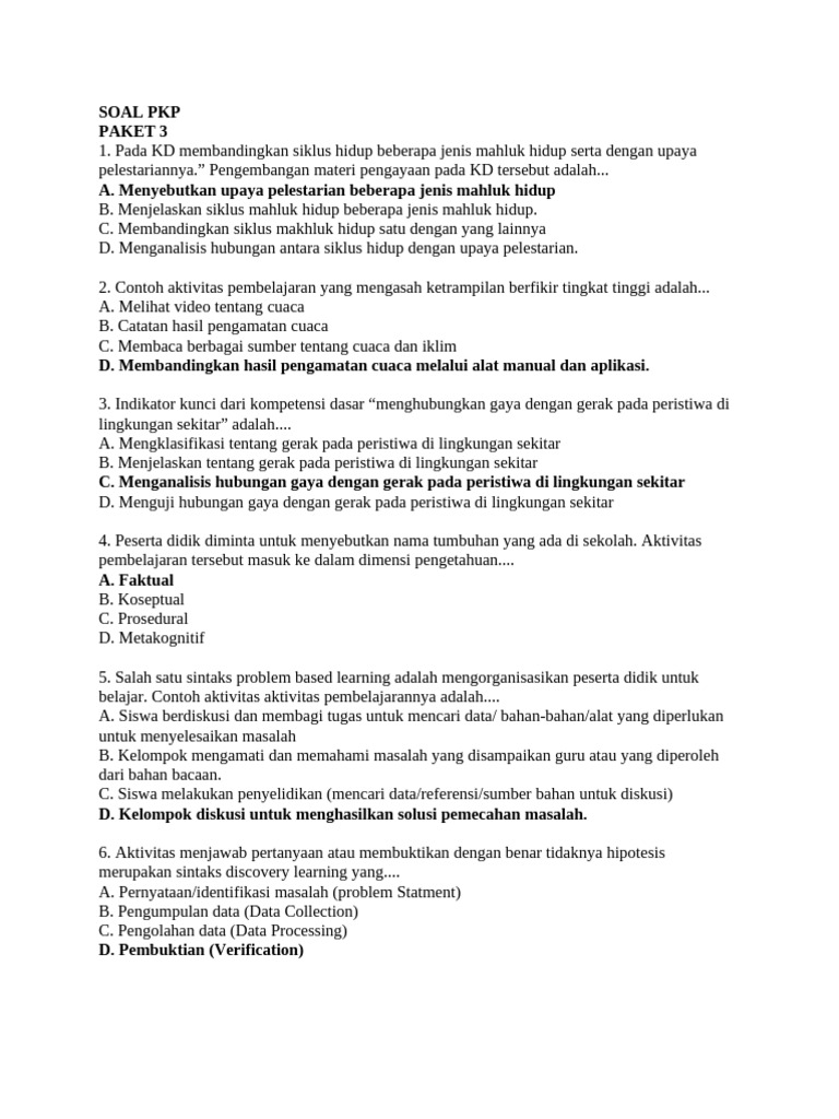 File Soal Post Test PKP Berbasis Zonasi Paket 3 | PDF