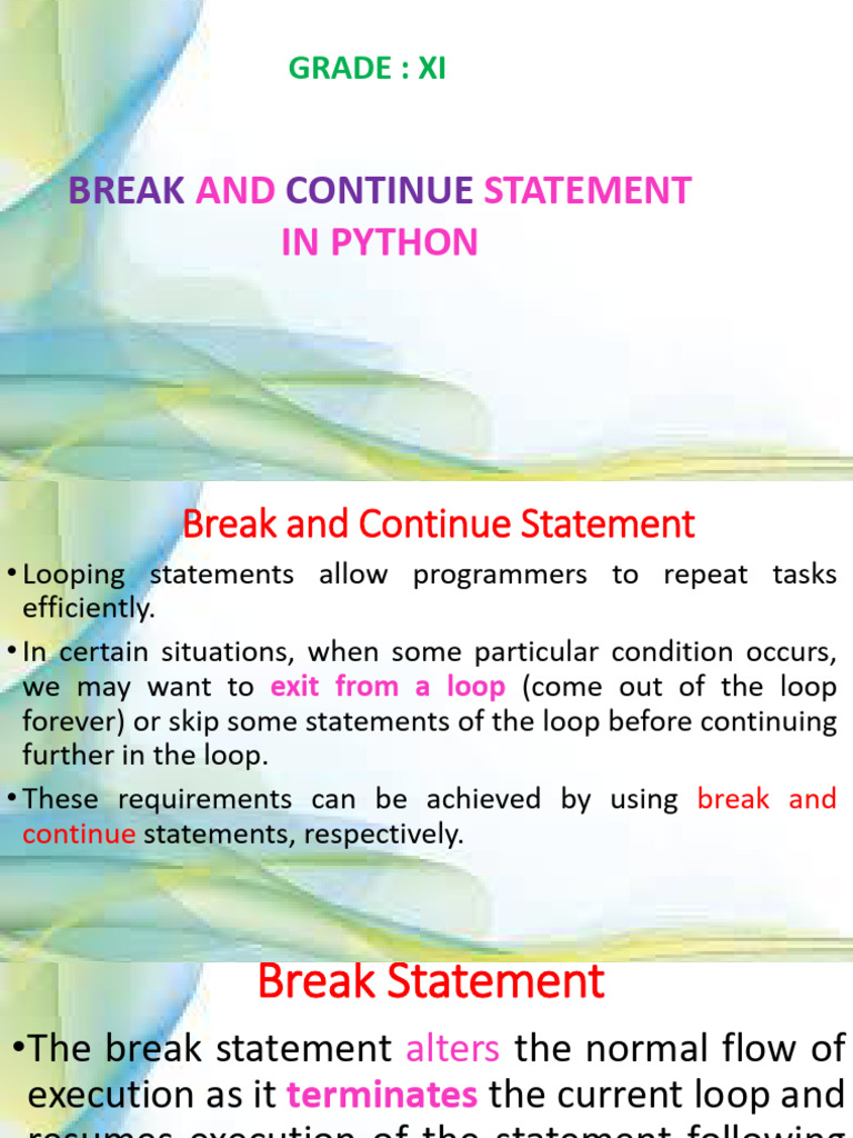 Break and Continue Statement 2024-2025 | PDF