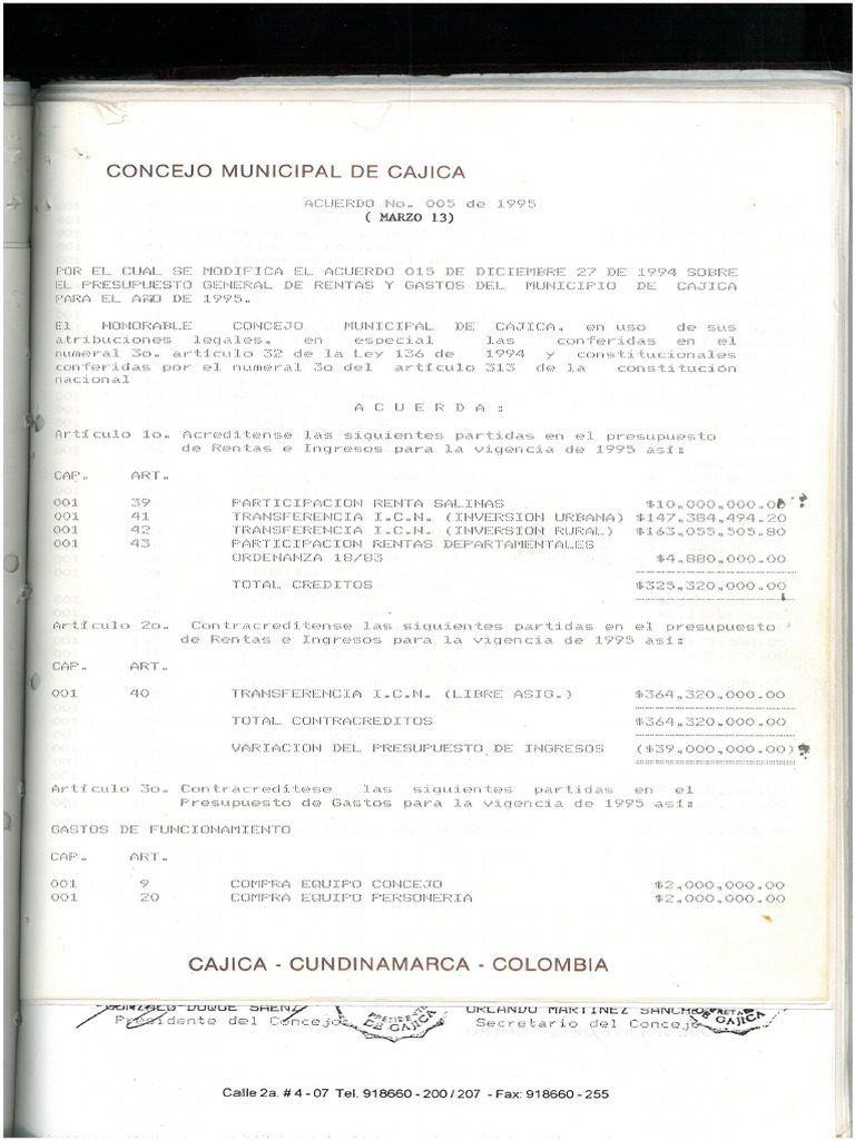 Acuerdo 5 de 1995 | PDF