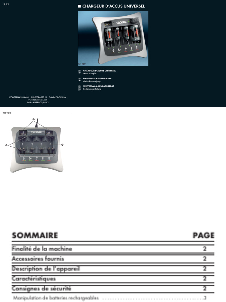 Chargeur Accus Tronig KH980 | PDF