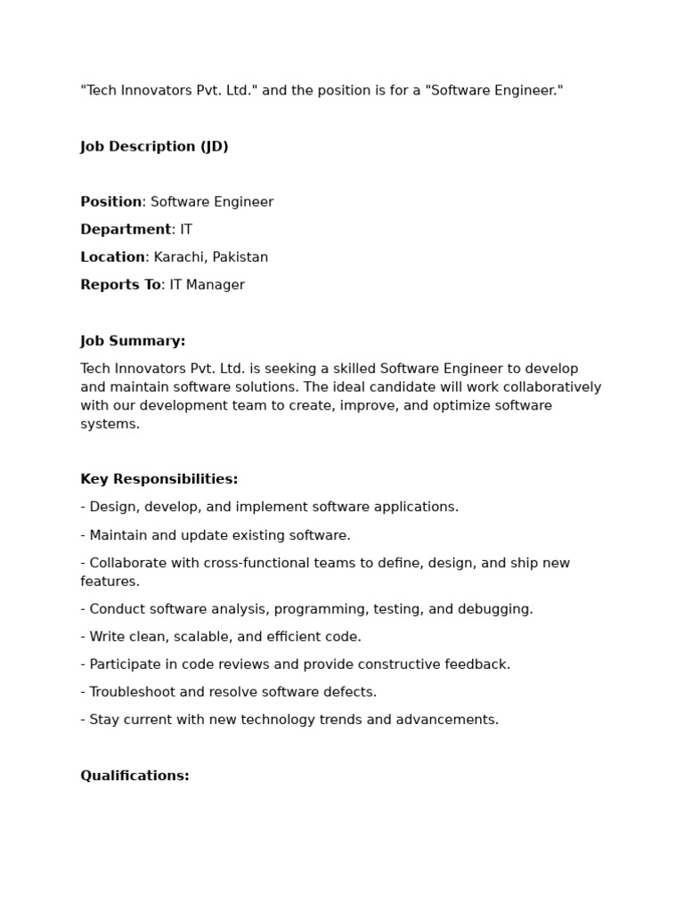 Job Description (JD) | PDF