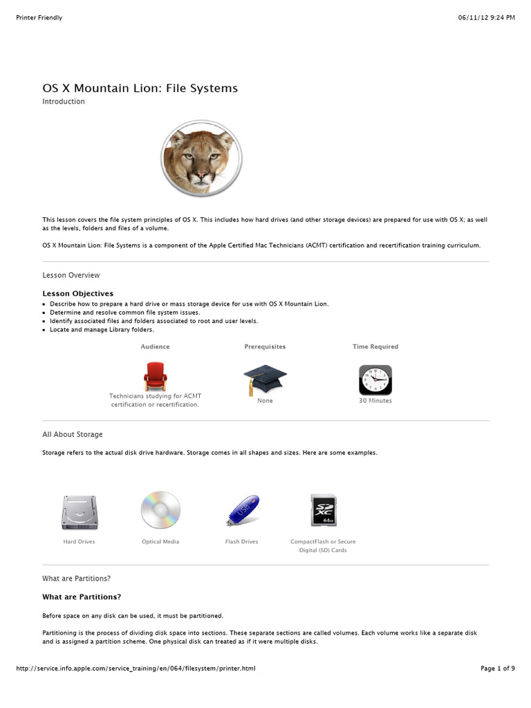 OS X Mountain Lion File System | PDF