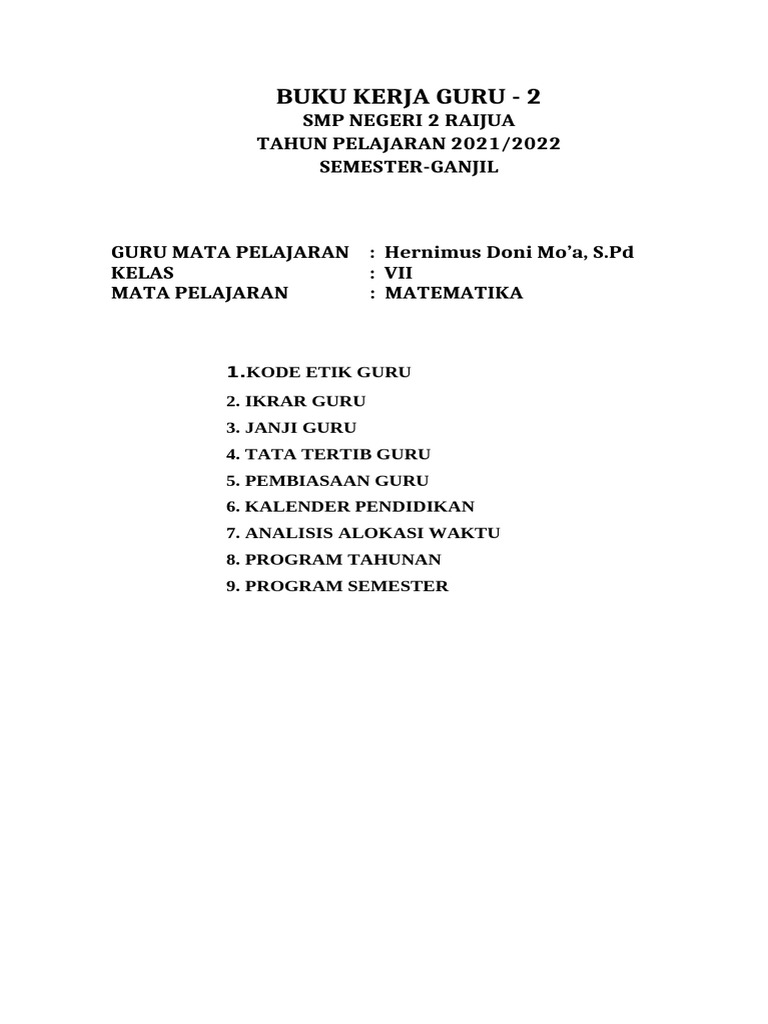 Cover Buku Kerja Guru 2 | PDF