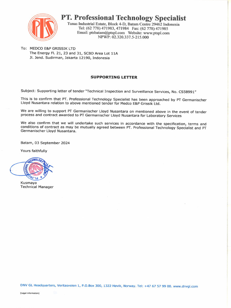 Supporting Letter - PTS | PDF