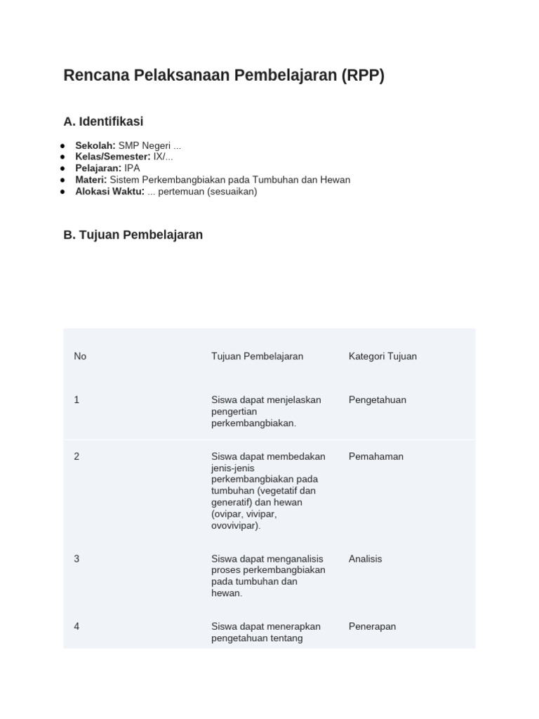 Contoh RPP | PDF | Sains & Matematika
