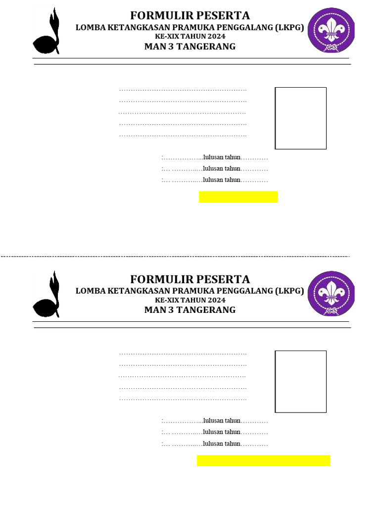 Formulir Pendaftaran LKPG Tingkat SMP - MTs | PDF