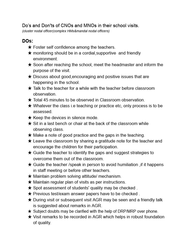 CNOs&MNOs DOs and DON'Ts | PDF