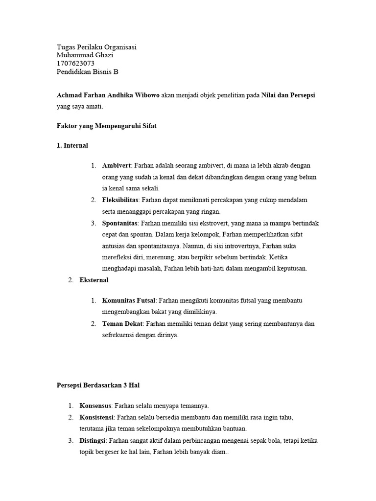 Muhammad Ghazi - 1707623073 - Tugas Perliaku Organisasi | PDF