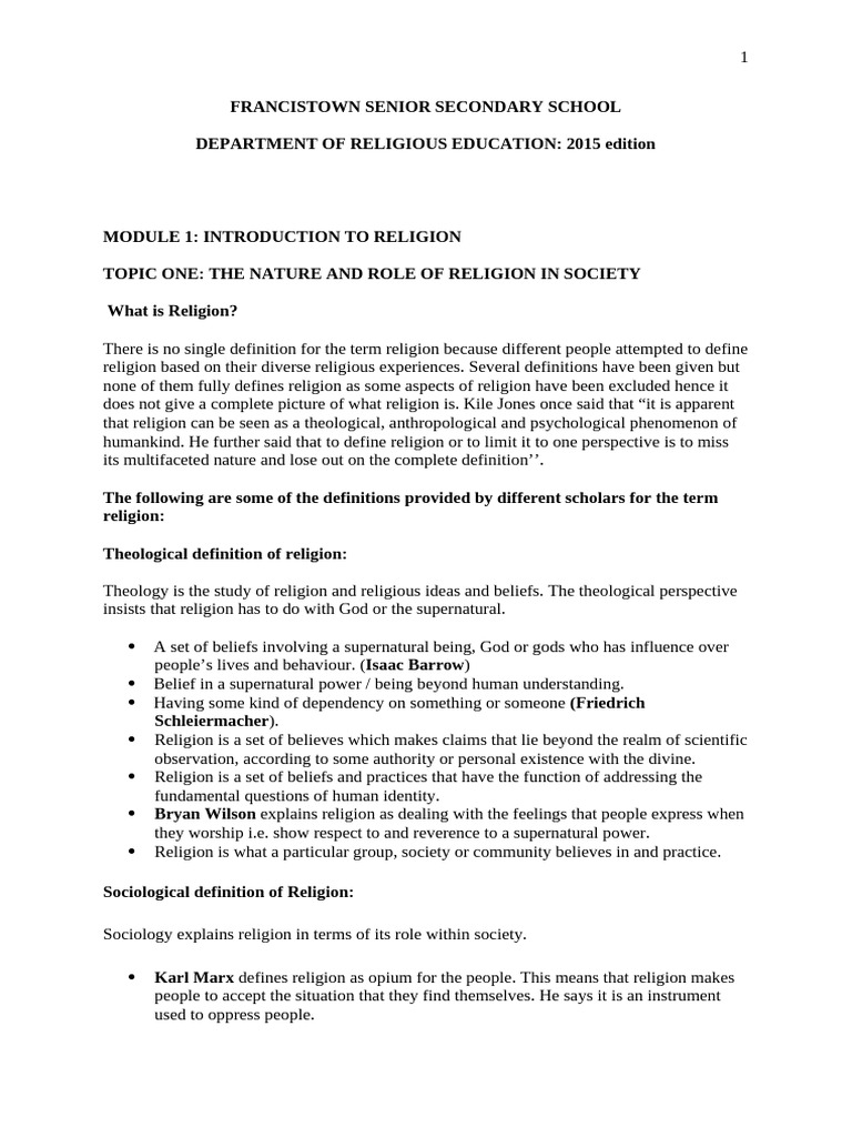 religious education notes | PDF