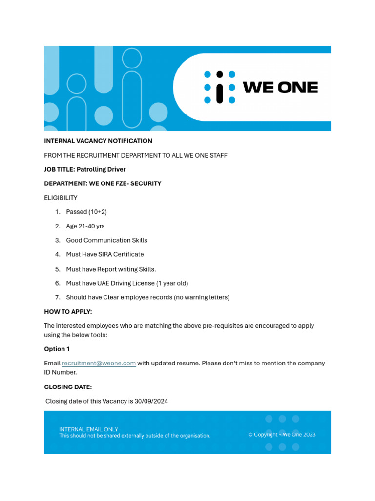 Vacancy Patrolling Driver | PDF