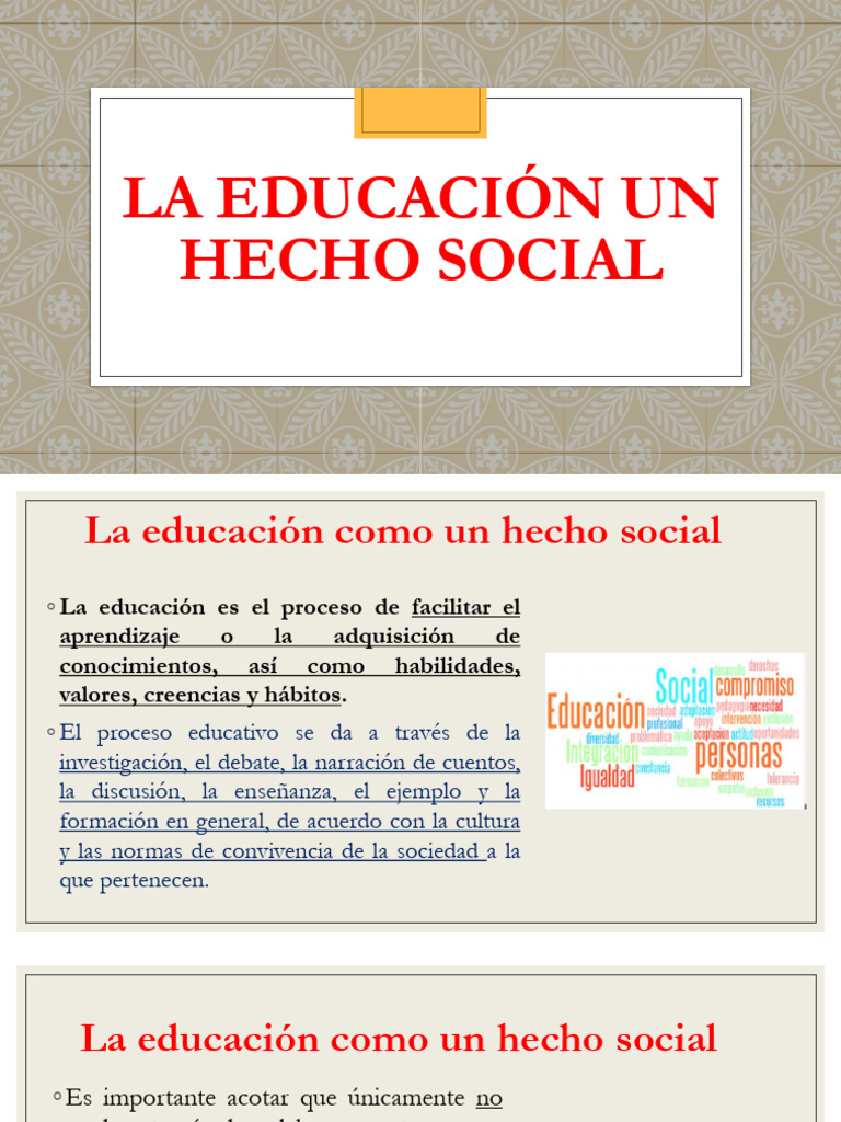 Tema 1 - La Educación Como Un Hecho Social | PDF