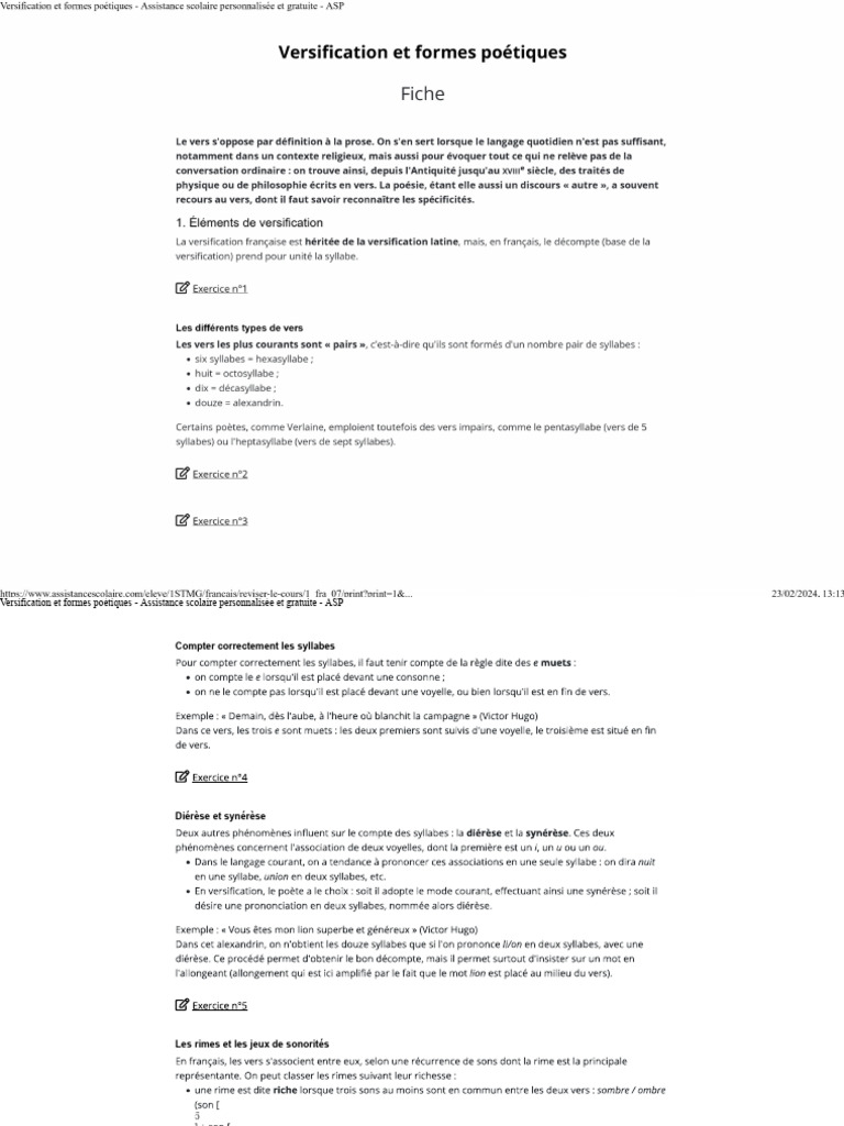 Versification - Formes Poetiques | PDF