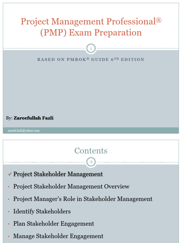 PMP - Stakeholder Management - PMBOK Sixth | PDF